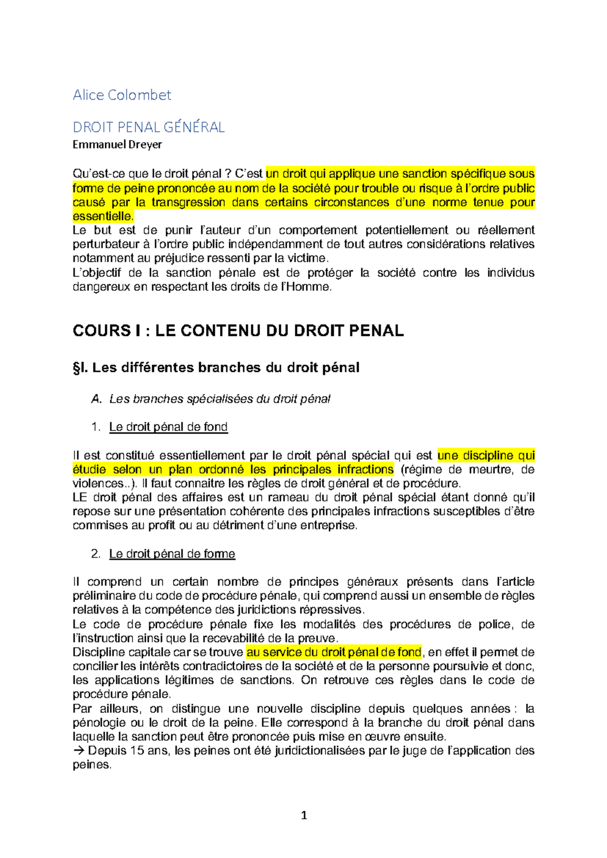 Droit Pénal Général - Cours et Concepts Essentiels (Dreyer 2020) - Studocu