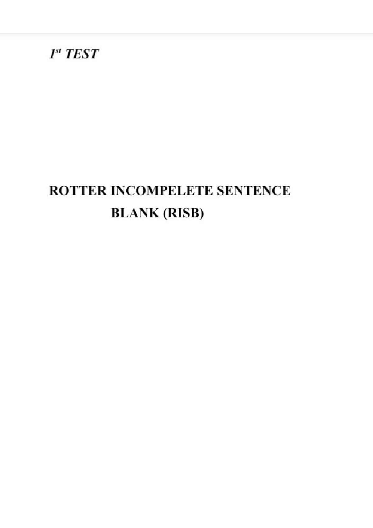 RISB Mini Manual: Understanding the Rotter Incomplete Sentence Blank ...