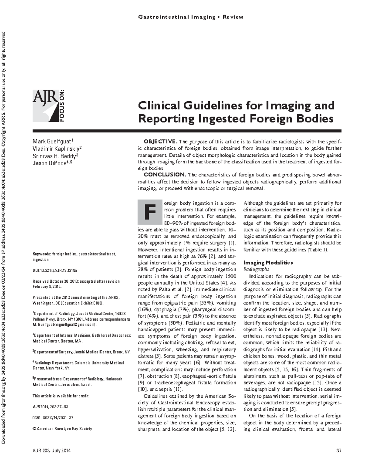 Guelfguat et al 2014 clinical guidelines for imaging and reporting ...