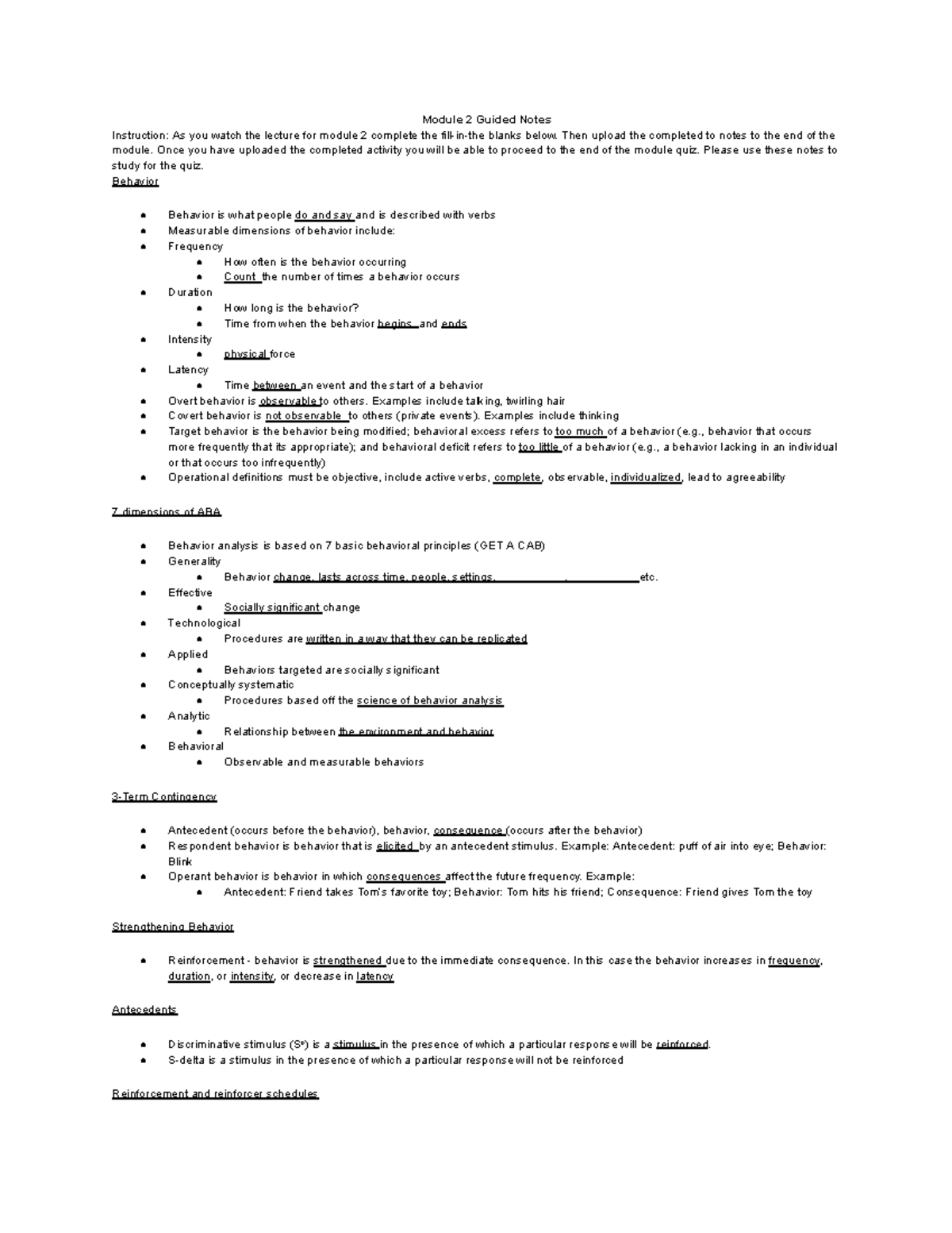 RBT 2 Lecture Notes: Module 2 Guided Study for Quiz - Studocu