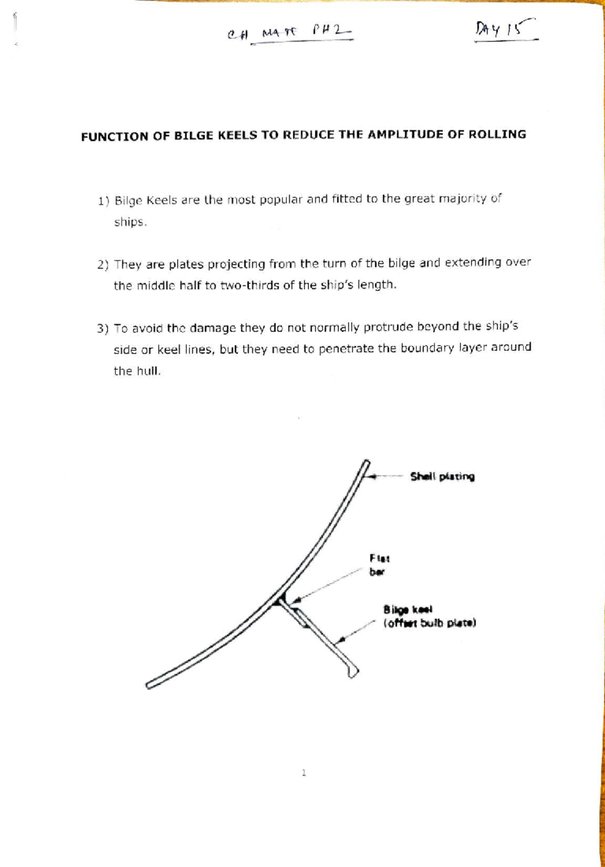 CH MATE PH2 Day 15 - Stability Notes on Bilge Keels and Roll Reduction ...