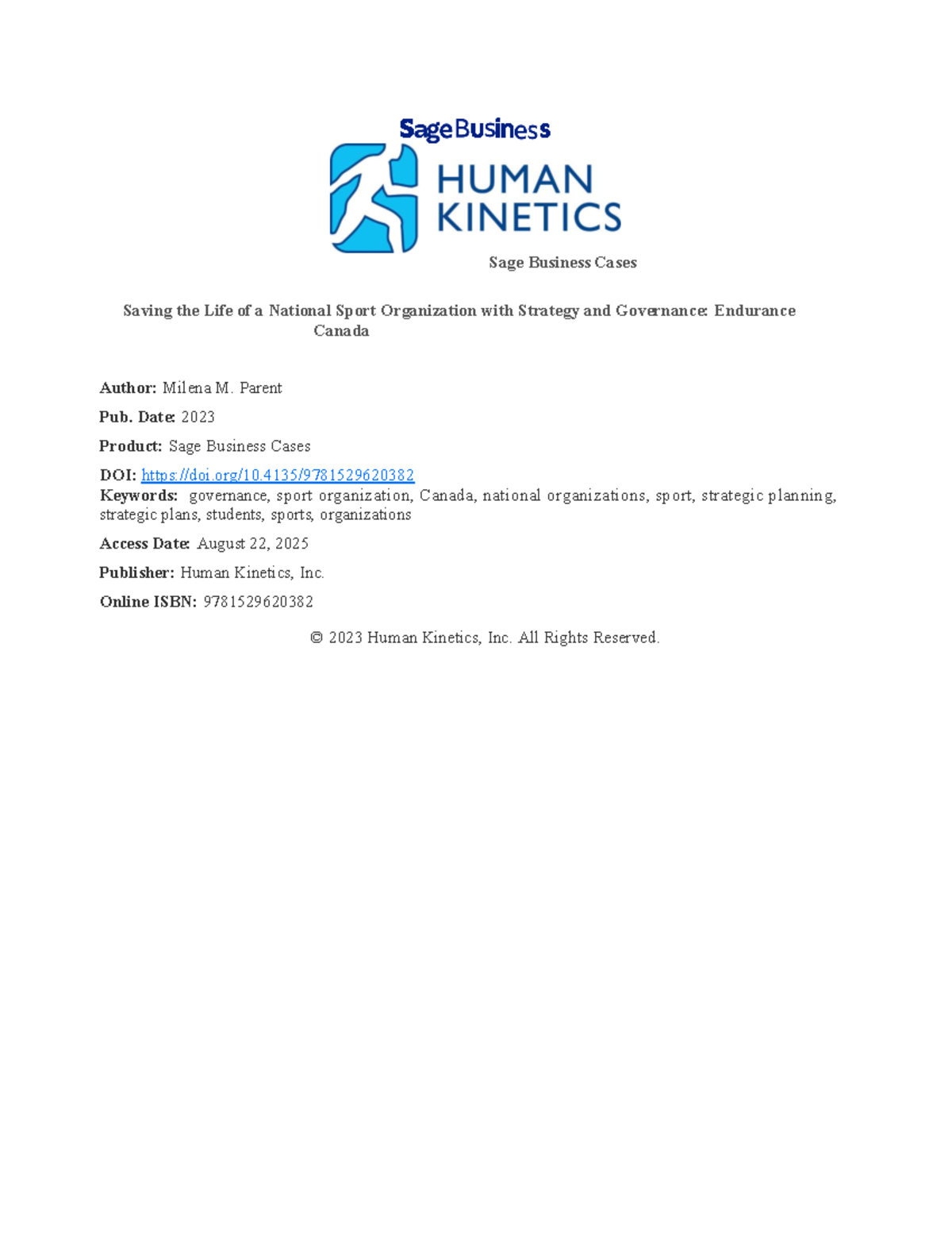 SAGE 2023 Case Study: Reviving Endurance Canada through Strategy - Studocu