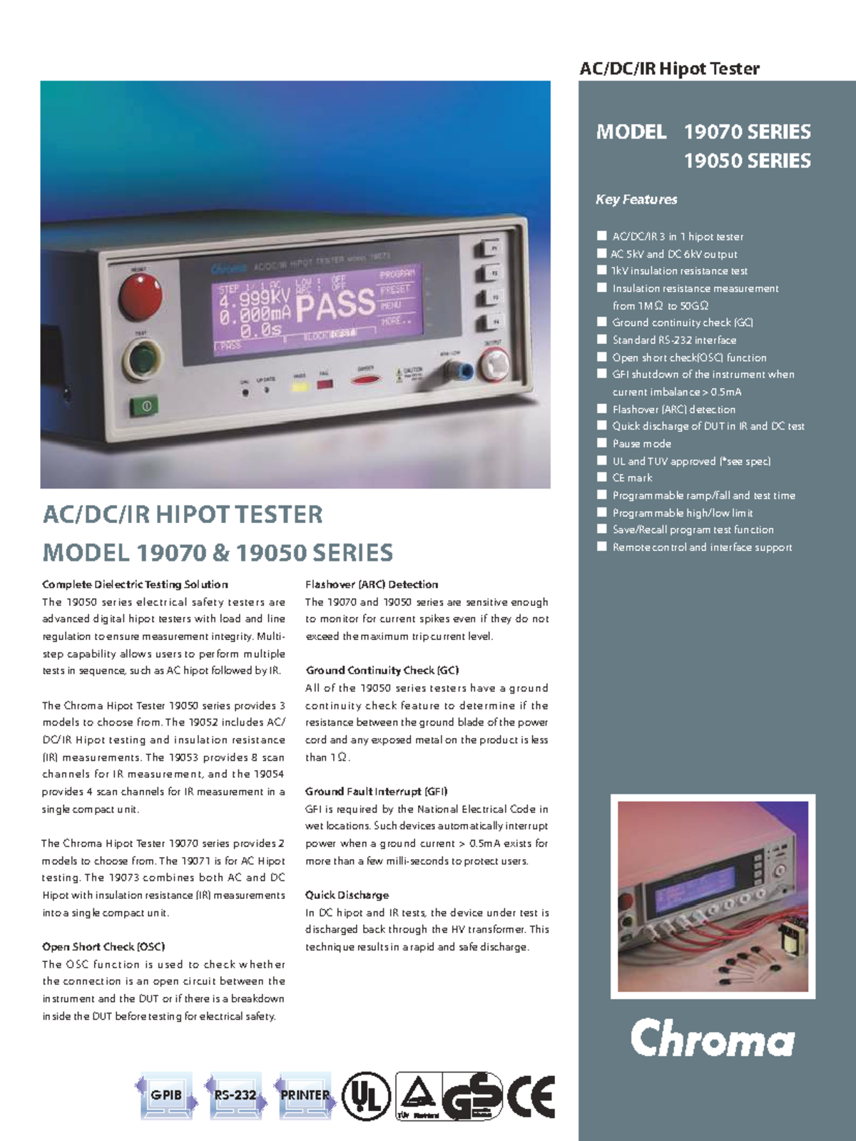 Chroma Hipot Tester 19070 & 19050 Series Overview and Features - Studocu