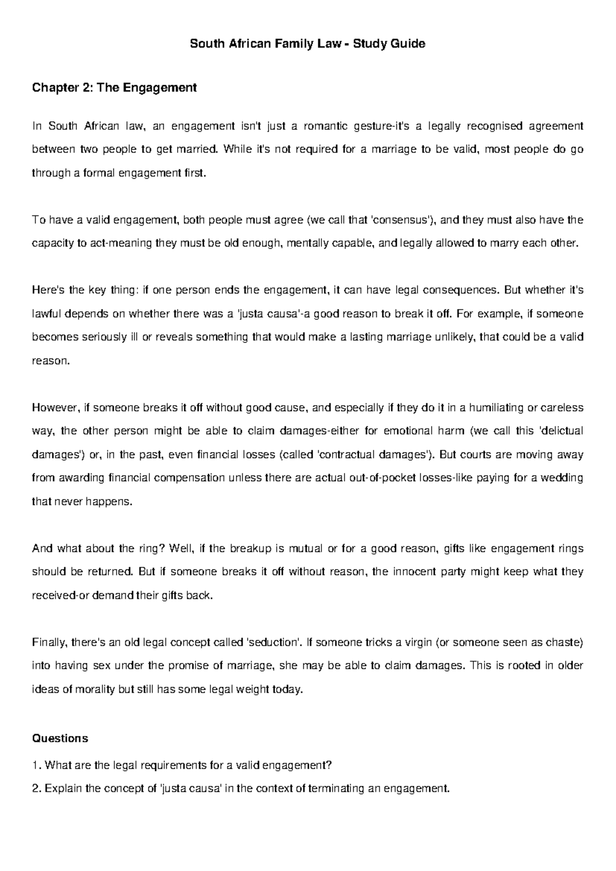 SA Family Law Study Guide Teacher Style Preview - South African Family ...