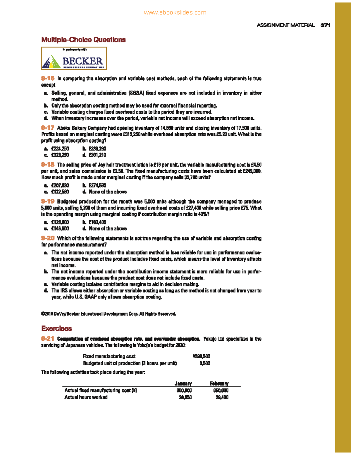 315 ACCT Module 3 - Absorption and Variable Costing Exercises - Studocu