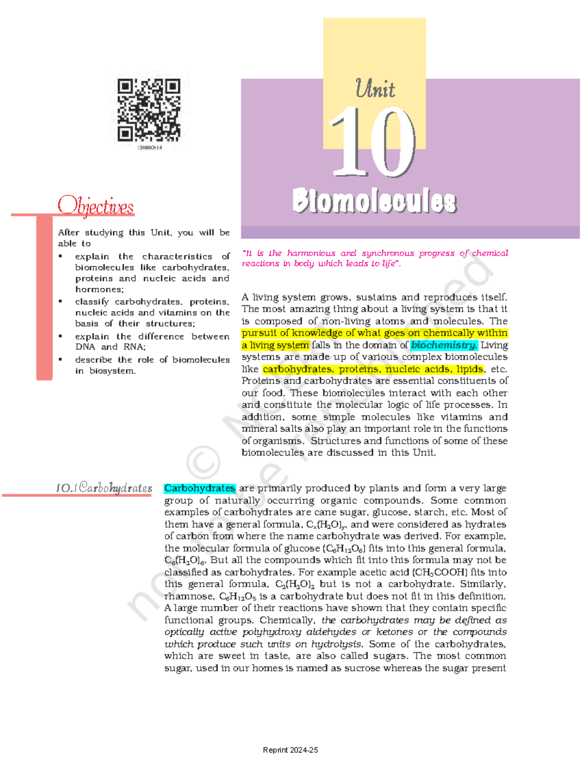 Biomolecules and Their Functions - Chemistry 282 Unit 10 Overview - Studocu