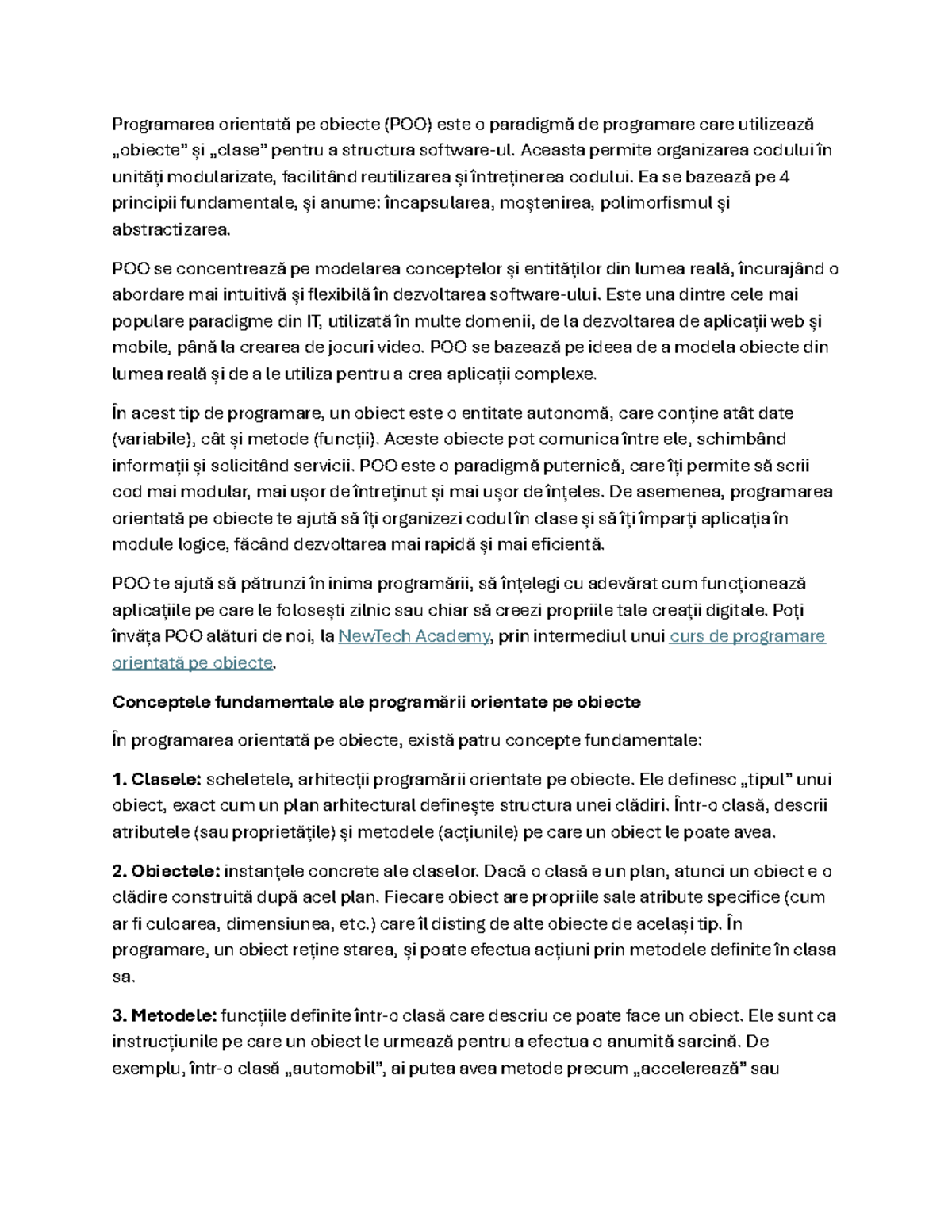 POO - Paradigma Programării Orientate pe Obiecte: Principii și ...