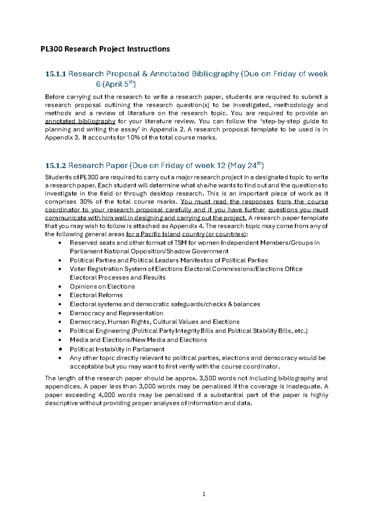 PL300 Research Project Guidelines: Proposal & Paper Instructions - Studocu