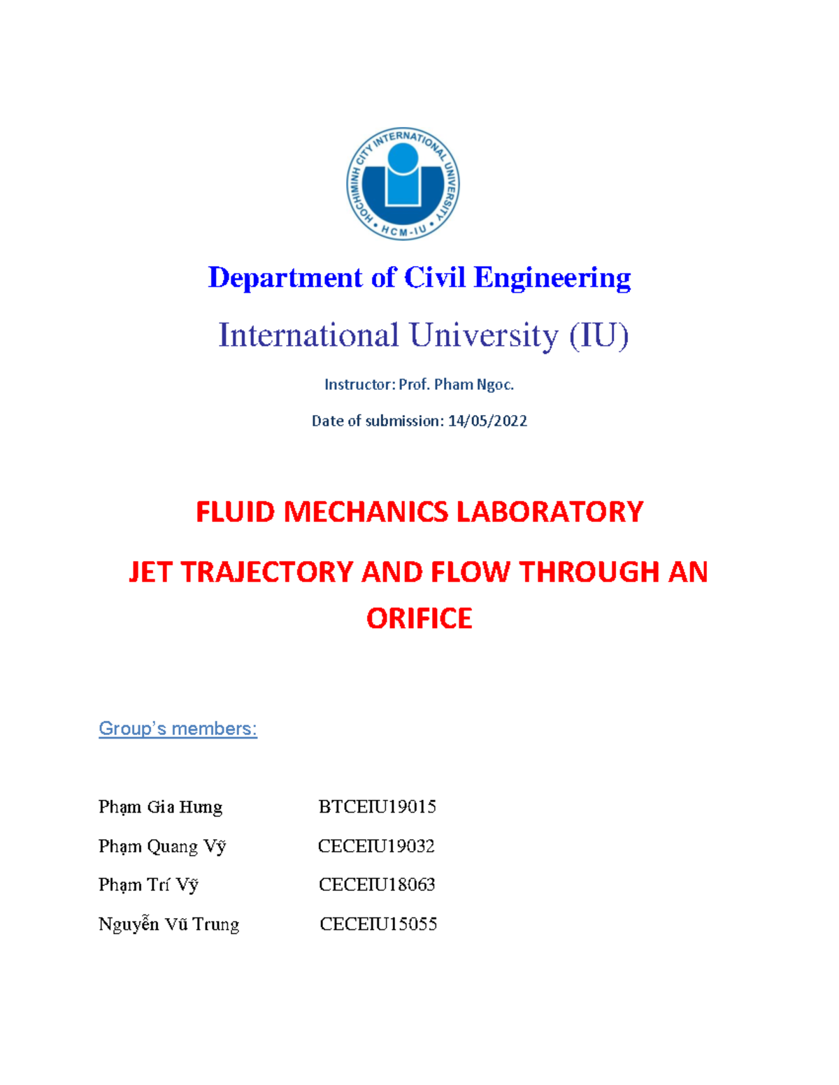 FM-04 - Fluid Mechanics Lab: Jet Trajectory & Orifice Flow Analysis ...