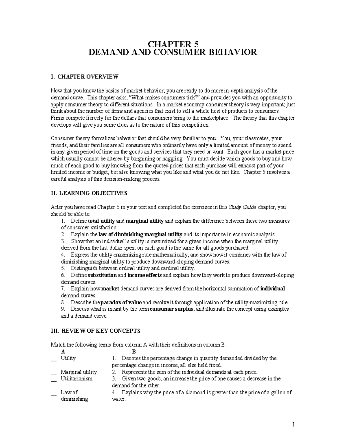 CHAPTER 5: DEMAND AND CONSUMER BEHAVIOR - STUDY GUIDE - Studocu