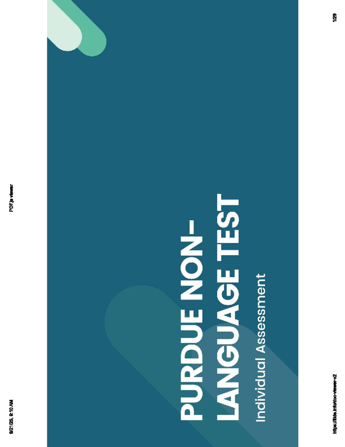 PNLT2 - Purdue Non-Language Test: Individual Assessment Overview - Studocu