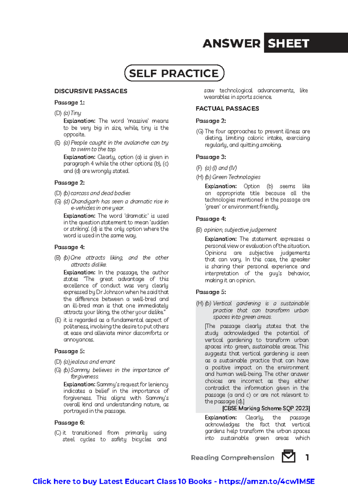 2024-25 CBSE Class 10 English Language & Literature Self-Practice ...