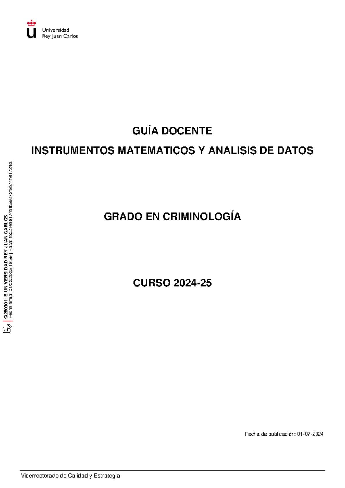 Guia Docente Instrumentos Matematicos Y Analisis DE Datos - GUÍA ...