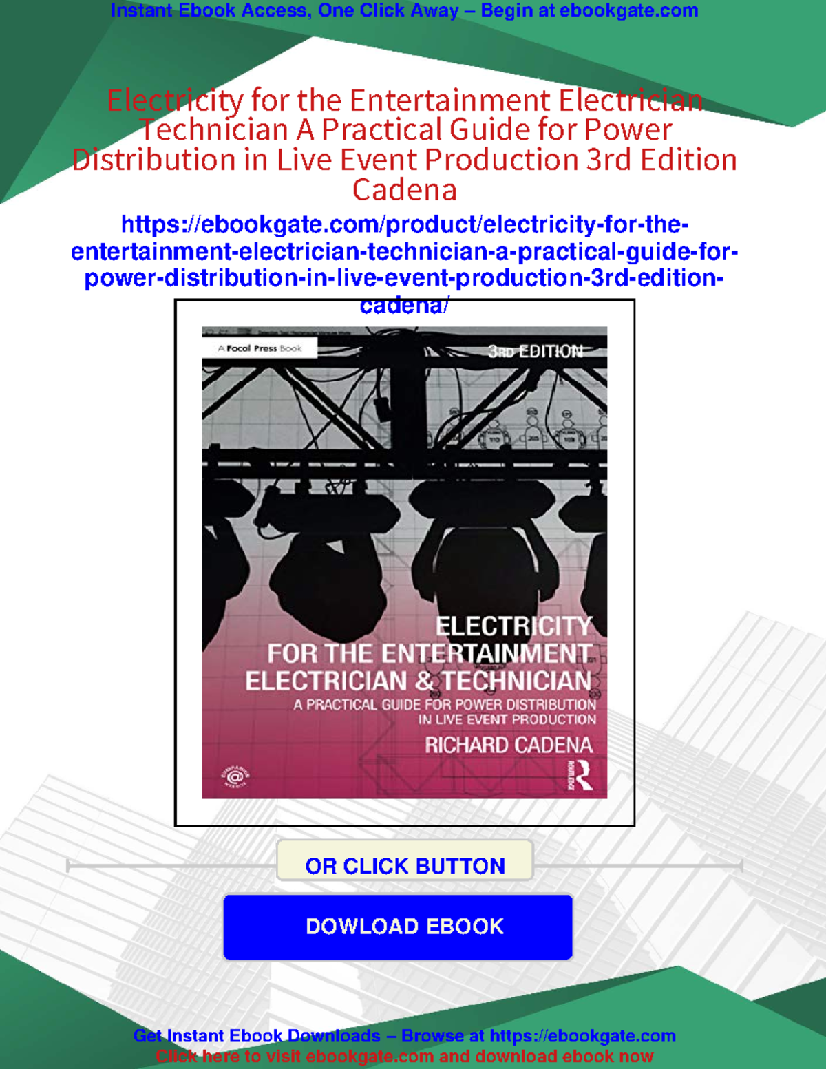 Electricity for the Entertainment Electrician Technician: A Practical ...