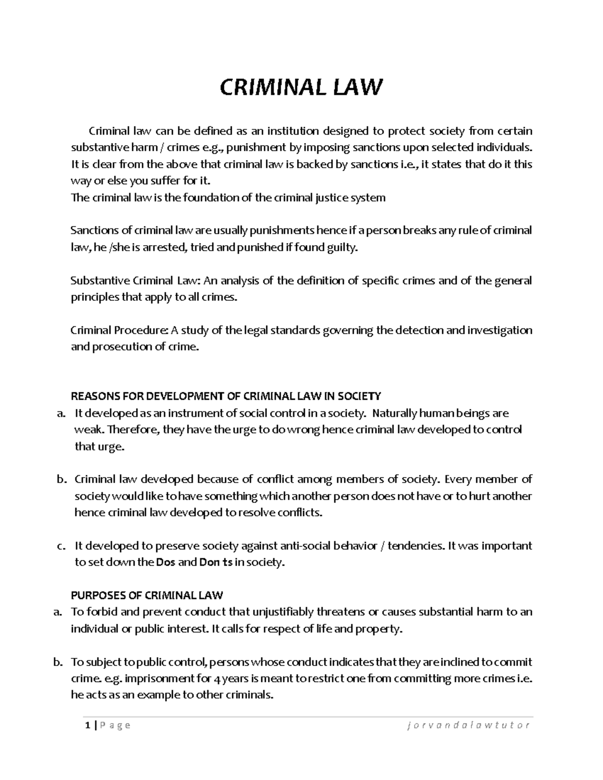 CRIMINAL LAW 1: Understanding the Foundations and Functions - Studocu