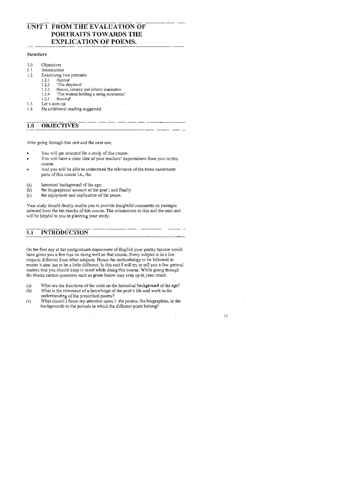 Unit-1From the Evaluation of Portraits towards the Explication of Poems ...