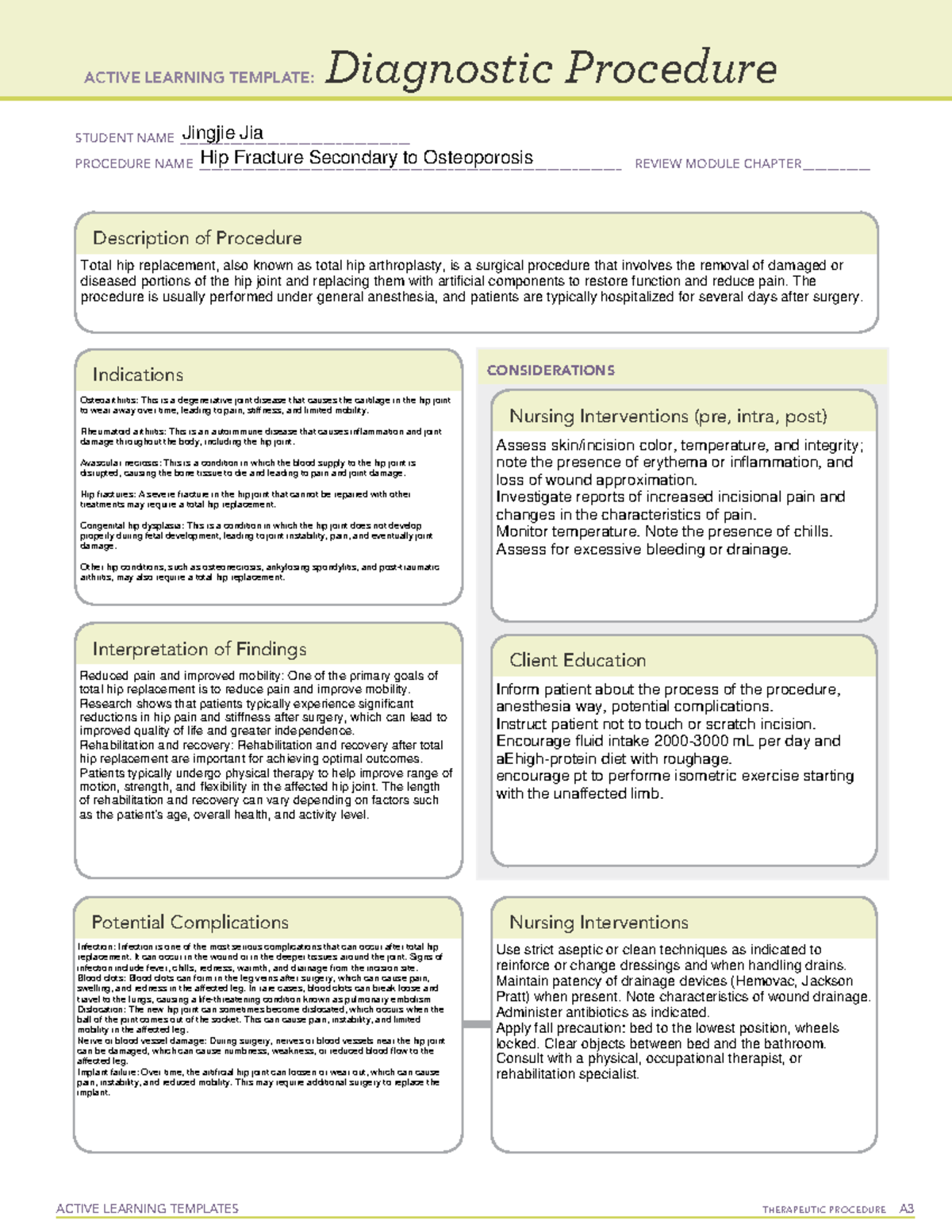 Active Learning Template Diagnostic Procedure form - ACTIVE LEARNING ...