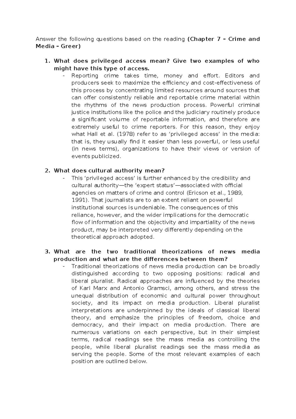 Chapter 7 Analysis: Crime and Media Insights (Course Code: CM101) - Studocu
