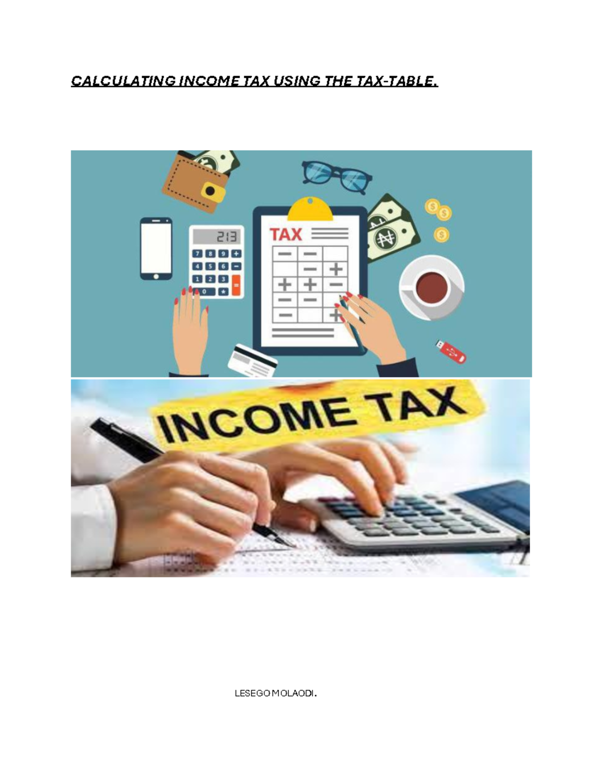 Calculations for income tax using the tax-table. - PMAC6112 ...