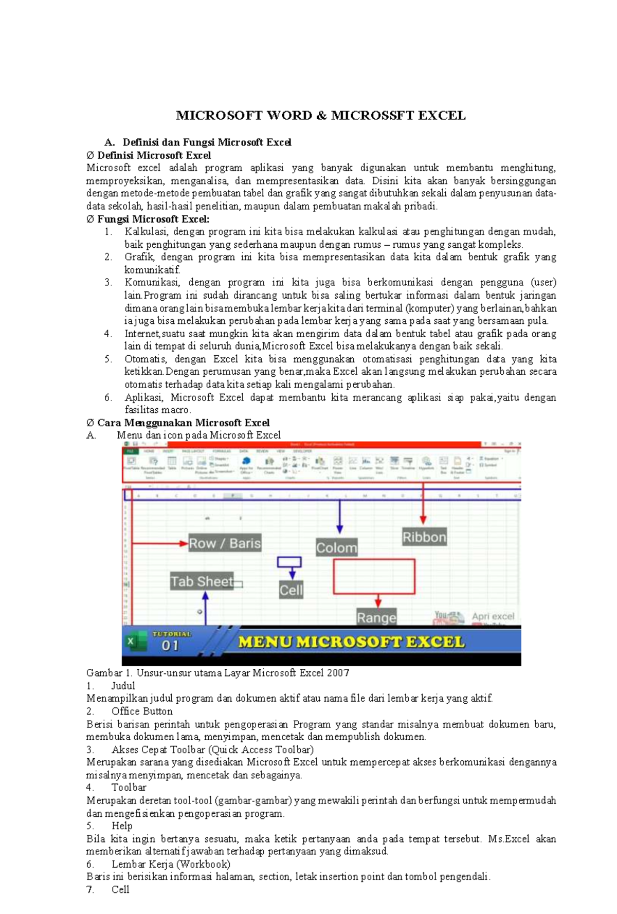 Makalah TTG WORD DAN EXCEL: Definisi, Fungsi, dan Penggunaan - Studocu