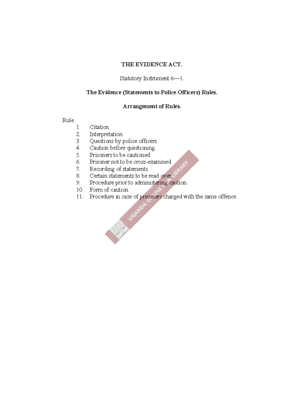 SI 6 1 - The Evidence (Statements to Police Officers) Rules Overview ...