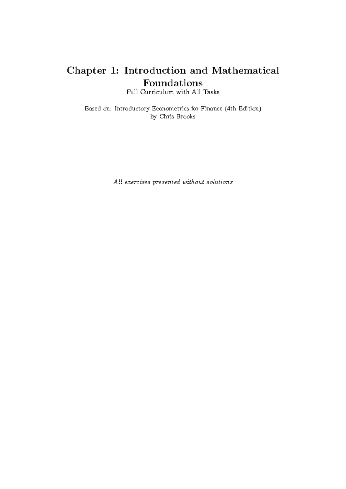 Chapter 1: Intro to Mathematical Foundations in Econometrics (FIN 101 ...