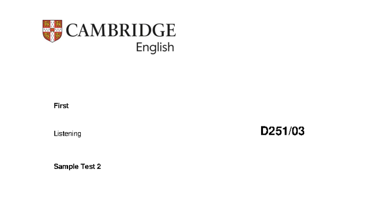Listening Sample Test 2 - Cambridge English Level 1 Certificate - Studocu