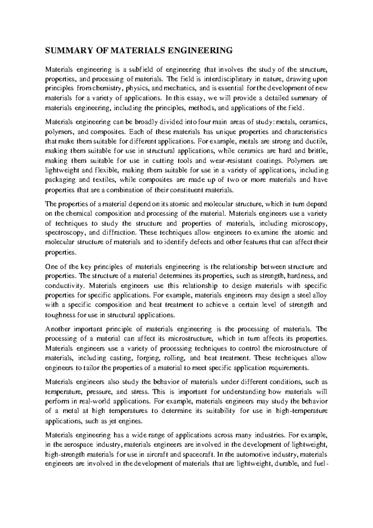 Materials Engineering Overview: Structure, Properties & Applications ...