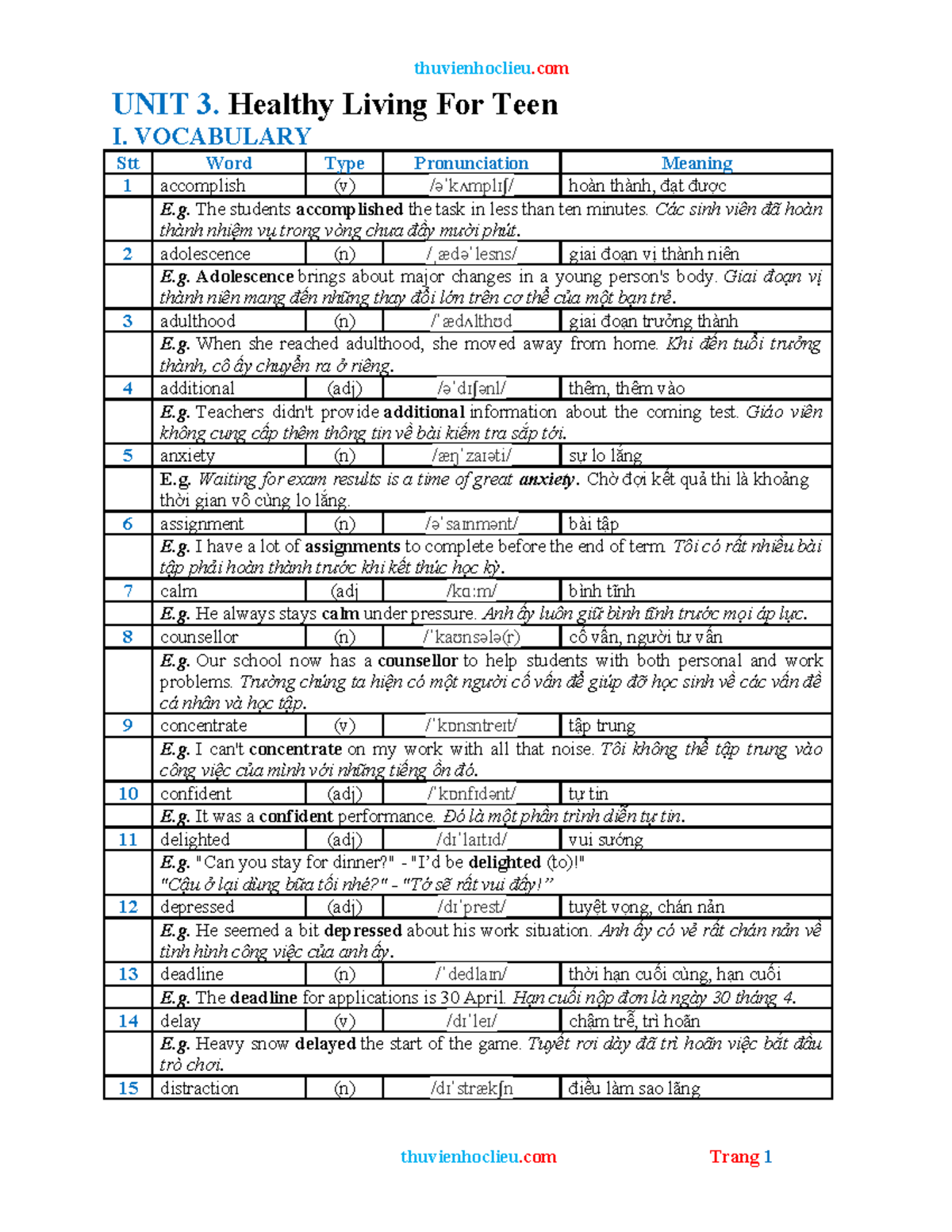 Unit 3 Vocabulary & Grammar Exercises - Global Success 8 - Studocu