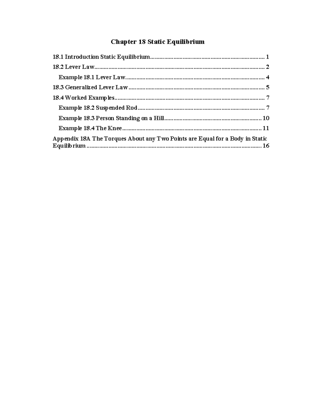 MIT 8.01SC Chapter 18: Static Equilibrium and Lever Law Insights - Studocu
