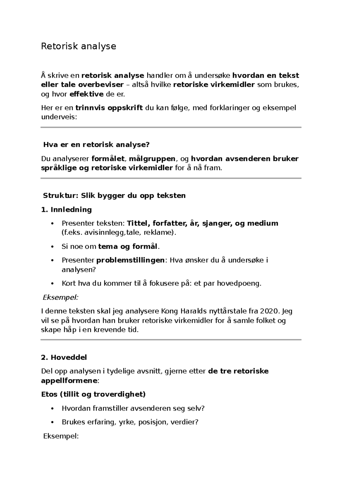 Øvingsnotater til Norsk Eksamen Vår: Retorisk Analyse og Essaystruktur ...