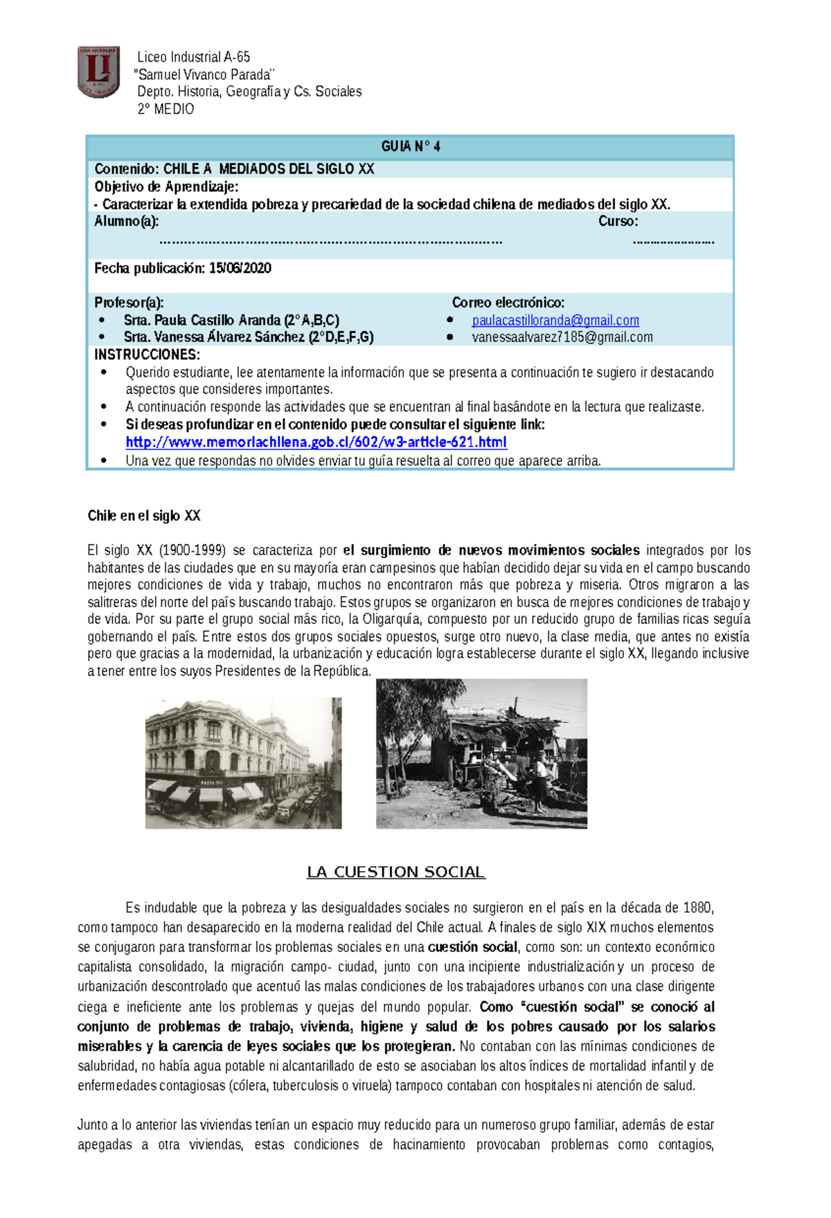 Guía 4: Chile a Mediados del Siglo XX - Historia y Cuestión Social ...