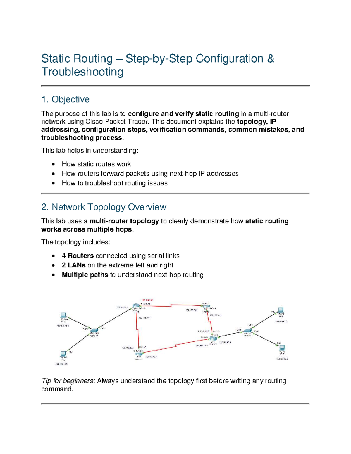 Static Routing Configuration Lab (Course Code: SR-101) - Studocu
