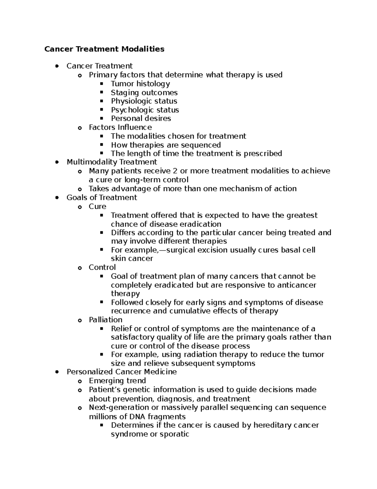 Cancer Treatment Modalities and Strategies: Overview and Approaches ...