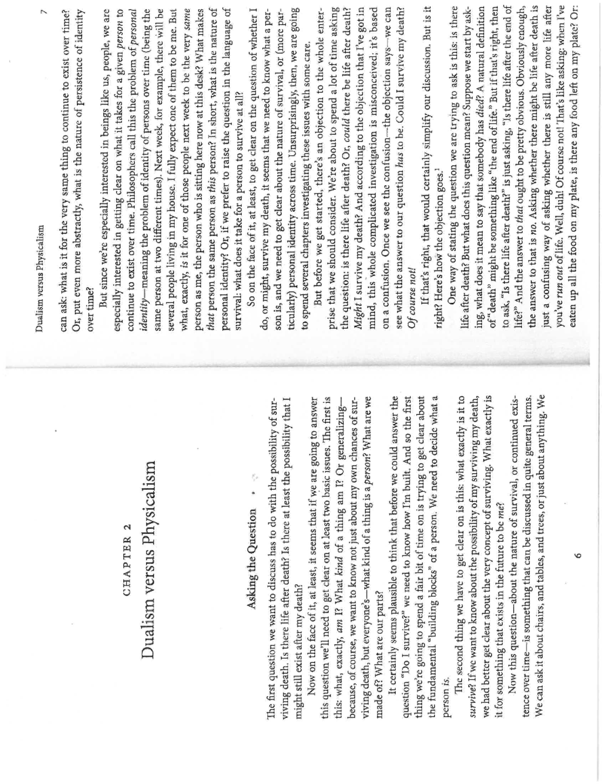 PHIL 101: Chapter 2 - Exploring Dualism and Physicalism in Personal Identity - Studocu