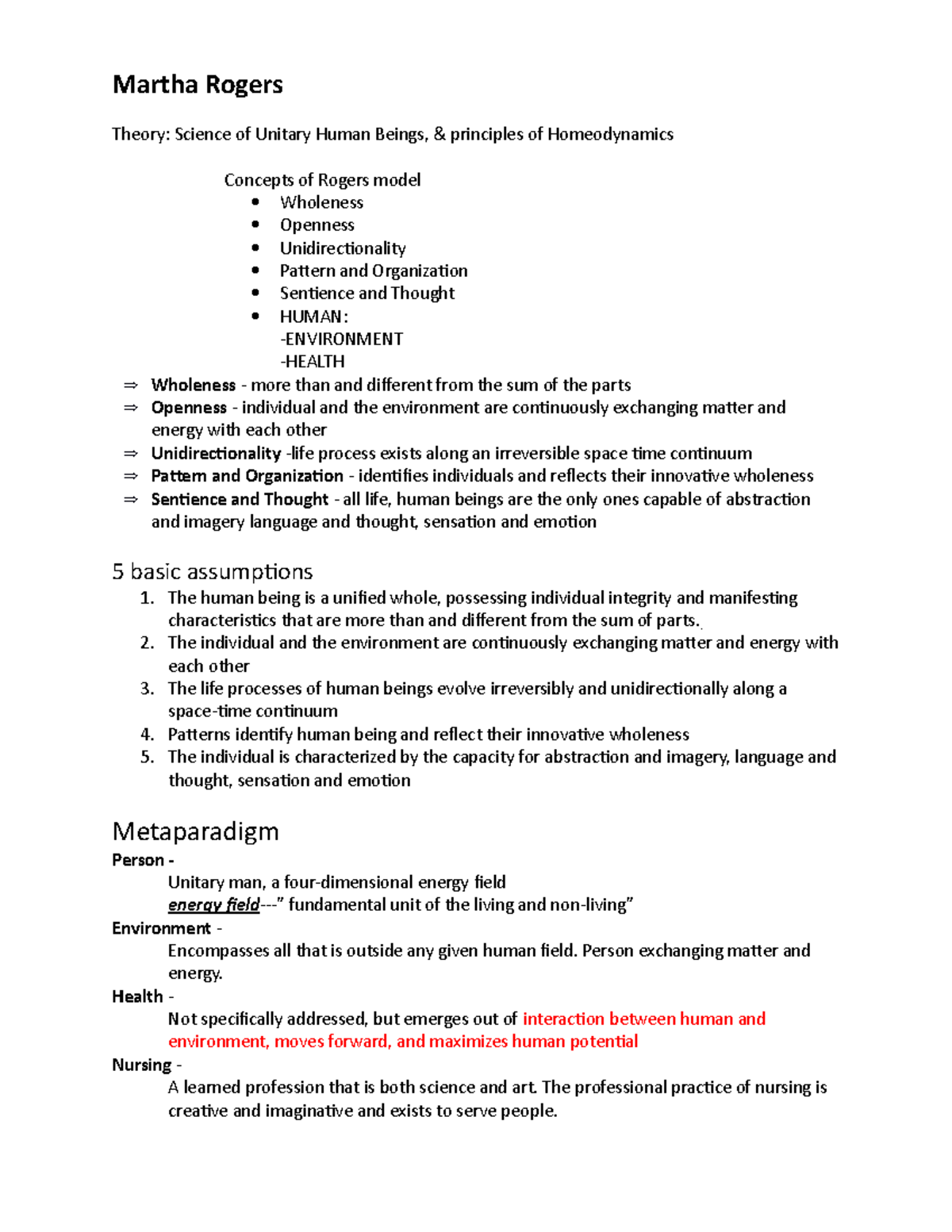 Martha Rogers' Theory: Unitary Human Beings & Homeodynamics Summary ...