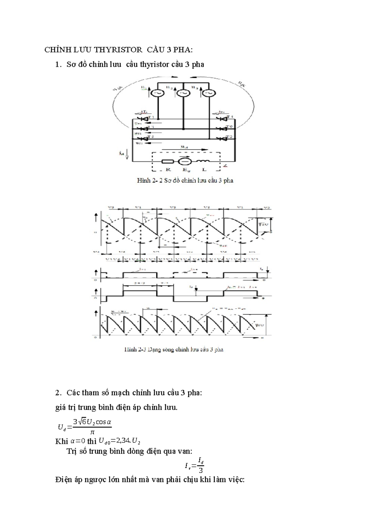 Chỉnh Lưu Thyristor Cầu 3 Pha - Tài Liệu Hệ Thống điện 101 - Studocu