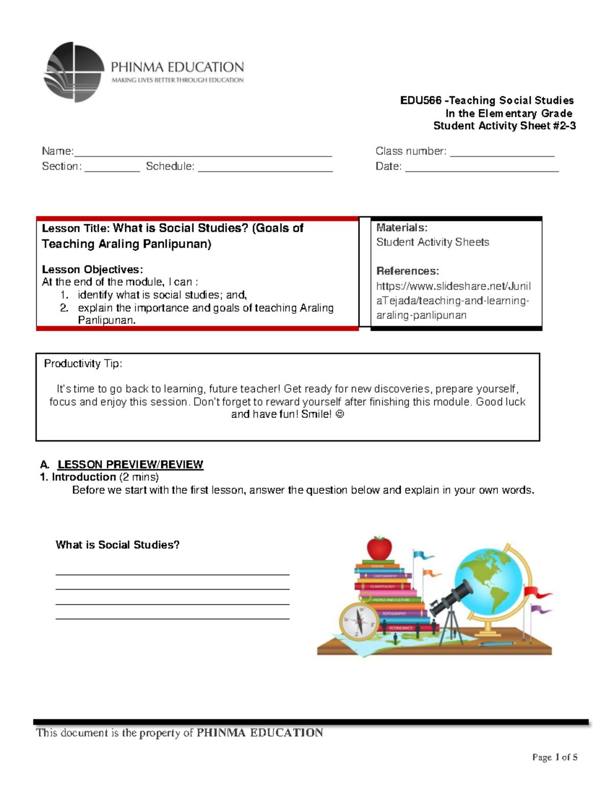 SAS#2-3- Edu566 - Introduction to Social Studies - In the Elementary ...