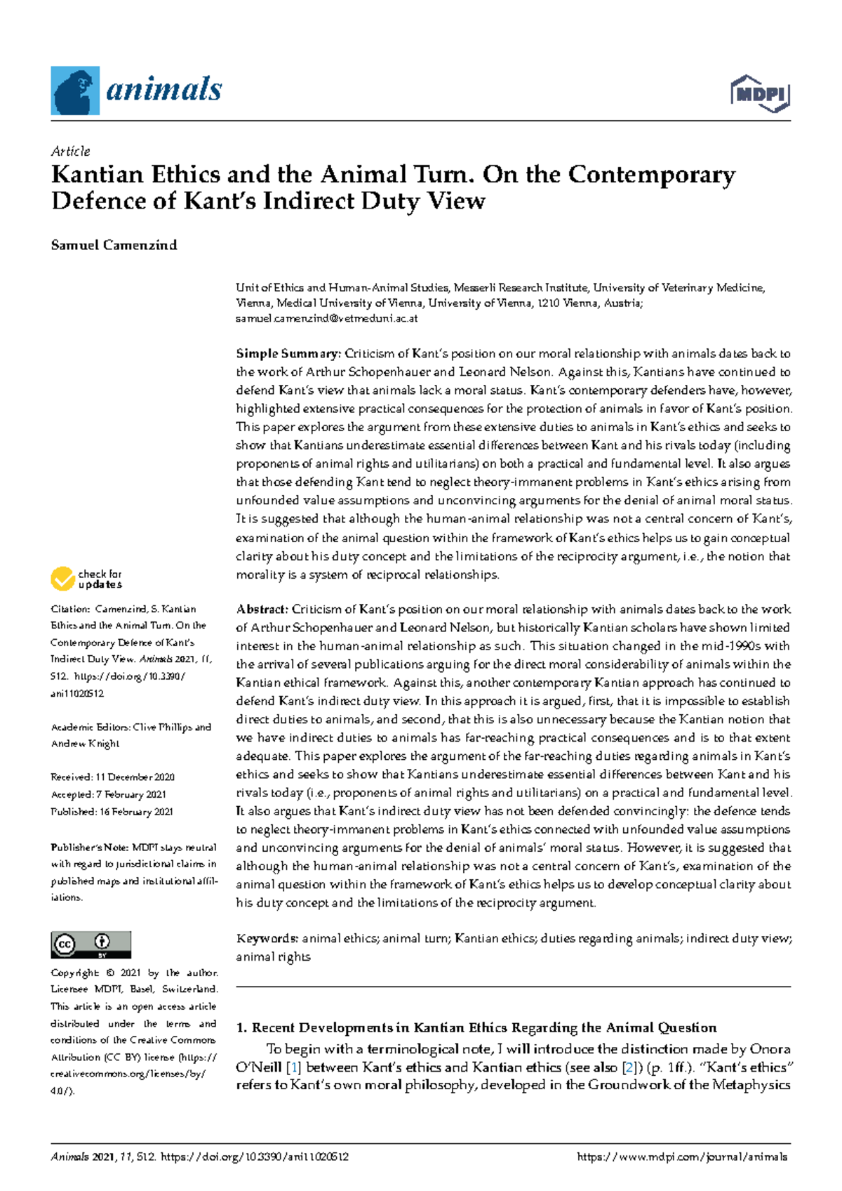 Kantian Ethics and Animal Rights: Duties and Moral Considerations ...