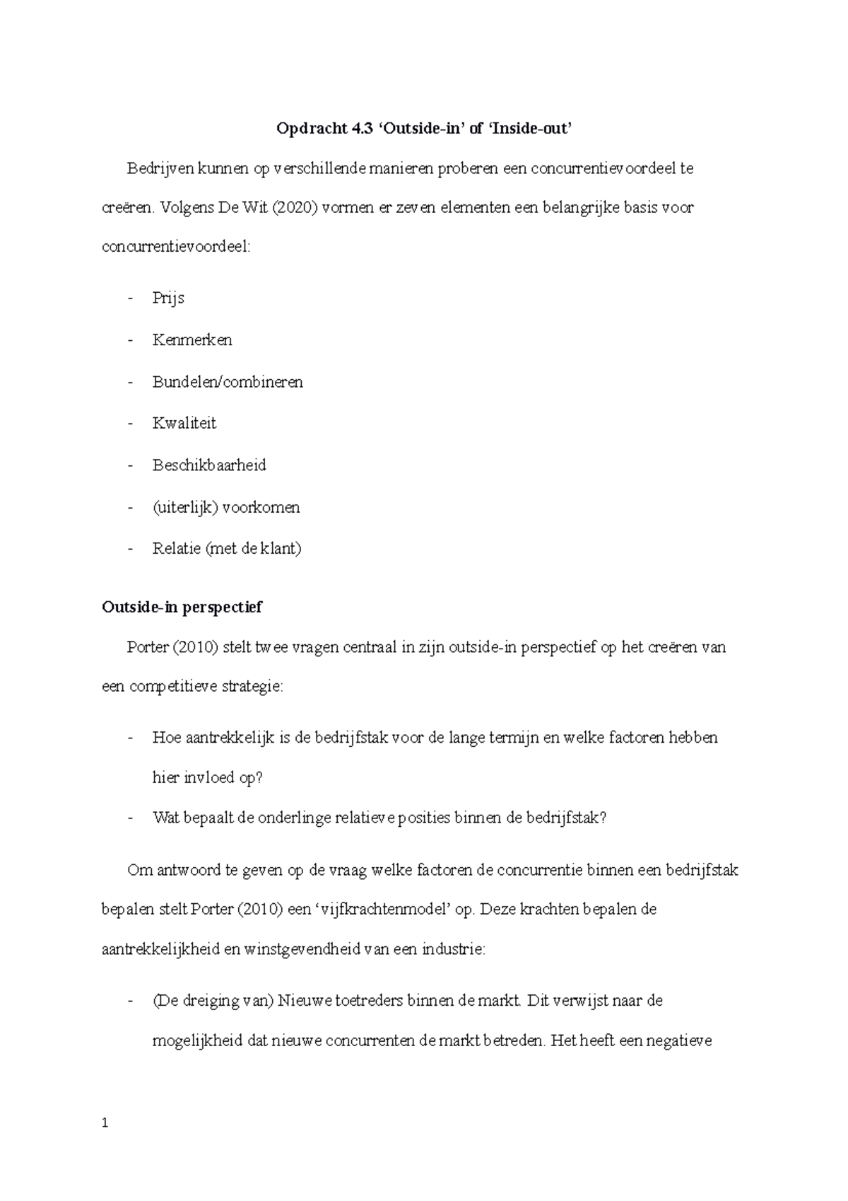 Opdracht 4.3 - Analyse van 'Outside-in' en 'Inside-out' strategieën ...