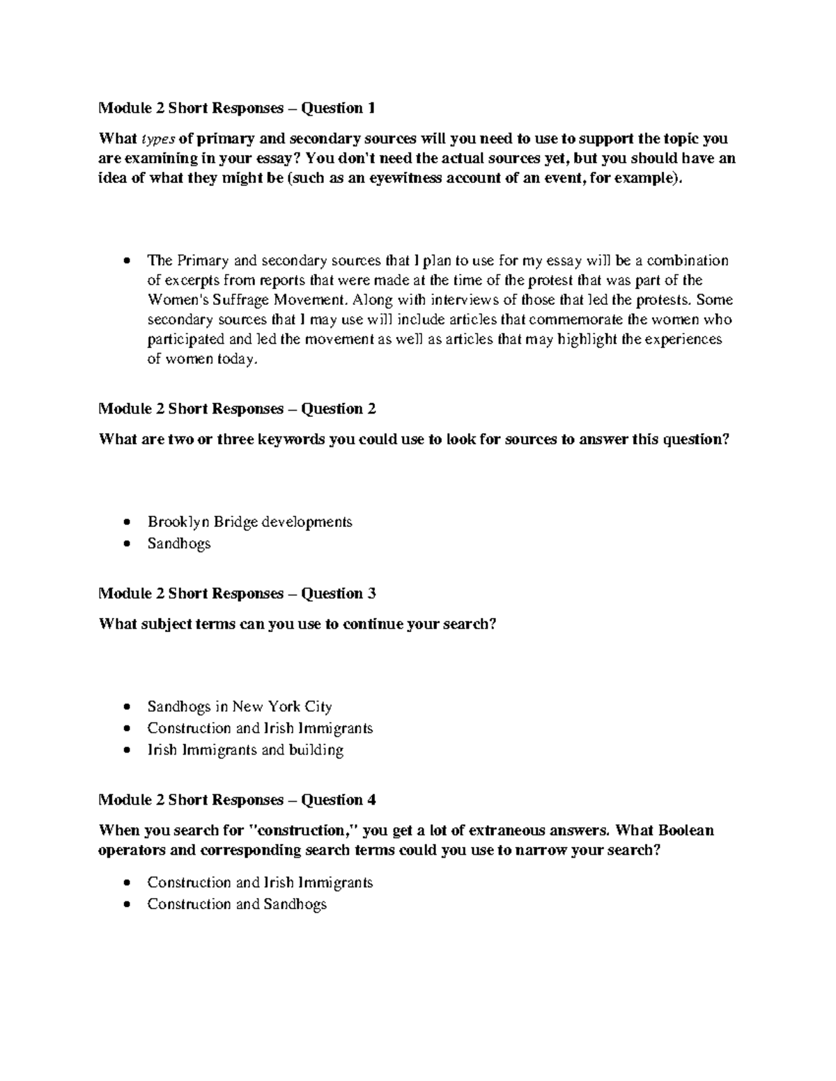 Southern New Hampshire University History 200 Module 2 Short Responses ...