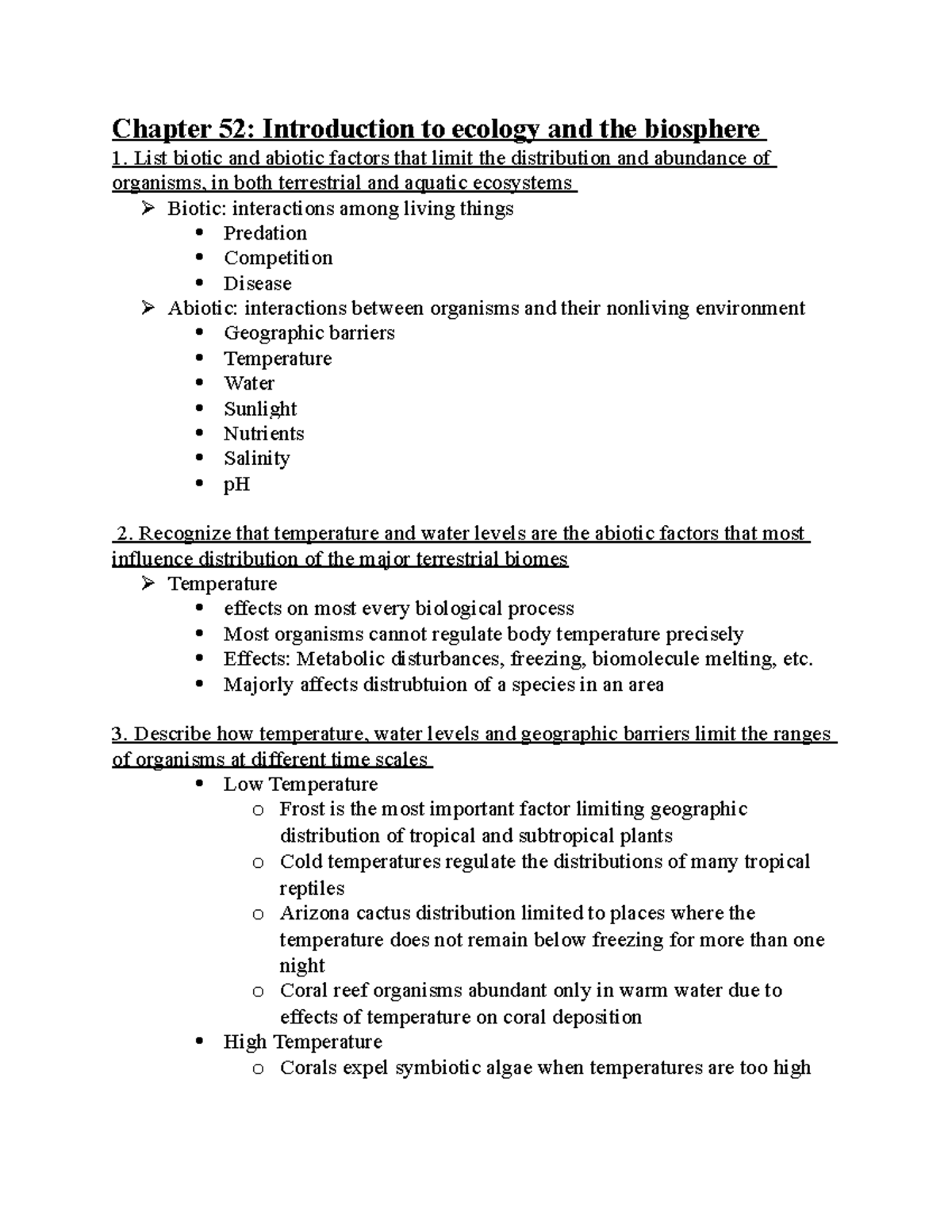 Bio 2 Exam 4 Review - Chapter 52: Introduction to ecology and the ...