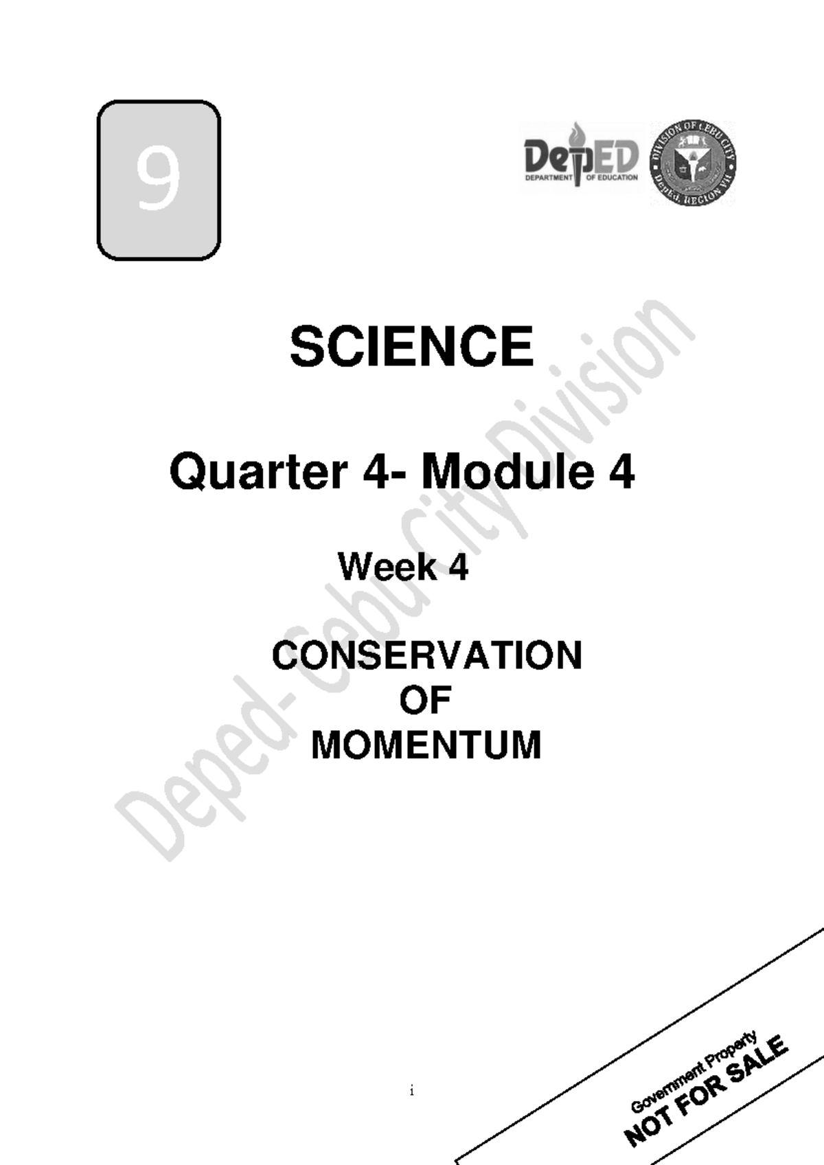 SCI 9 Q4 Module 4 - Conservation of Momentum Lesson Notes - Studocu