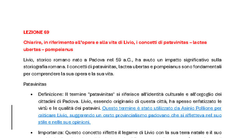LEZ. 69 - Analisi dei Concetti di Livio: Patavinitas, Lactea Ubertas ...