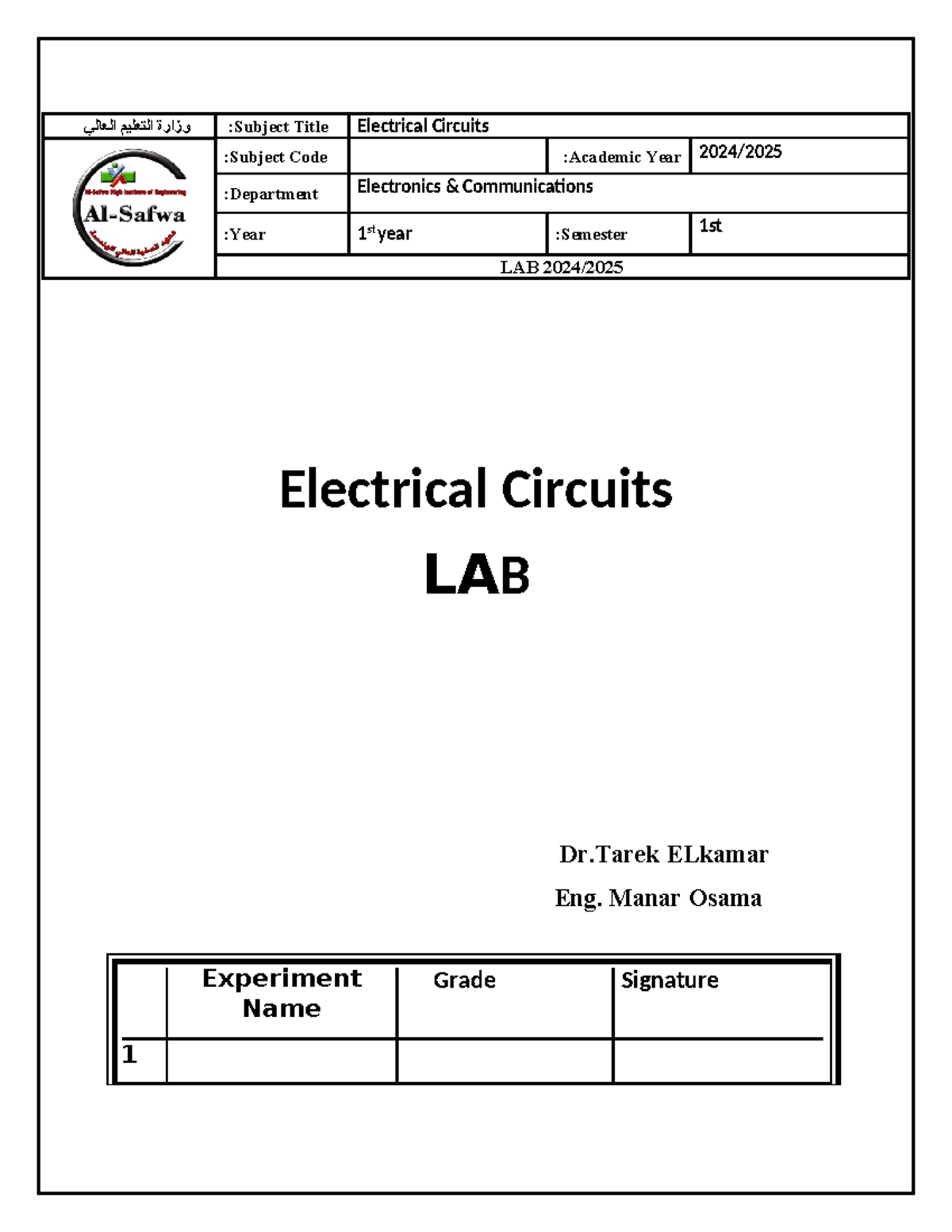 Lab Report - Electrical Circuits (ELEC 2024) with Ohm's Law Experiments ...
