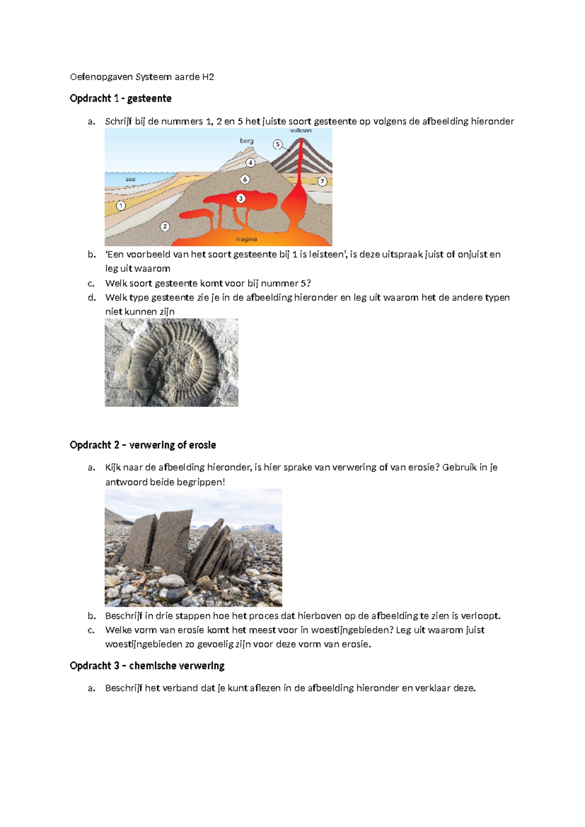 Oefenopgaven Systeem Aarde H2: Gesteente, Verwering & Natuurrampen ...