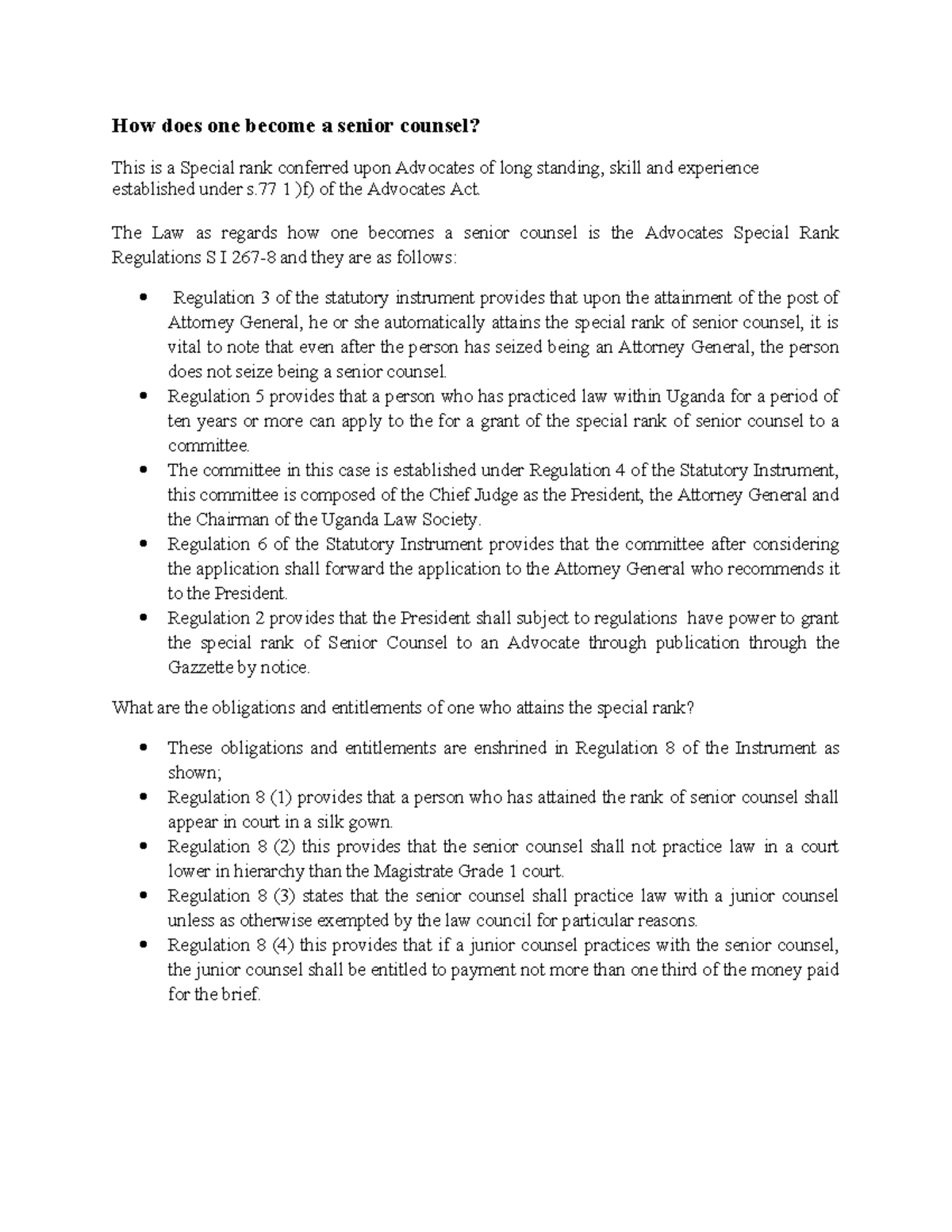 Legal Methods: Steps to Attain Senior Counsel Rank in Law - Studocu