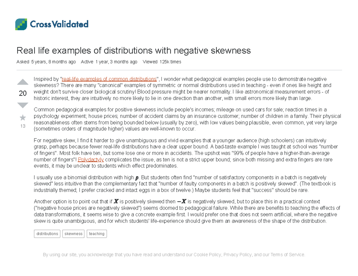 Real-Life Examples of Negative Skewness in Distributions (Stat 101 ...