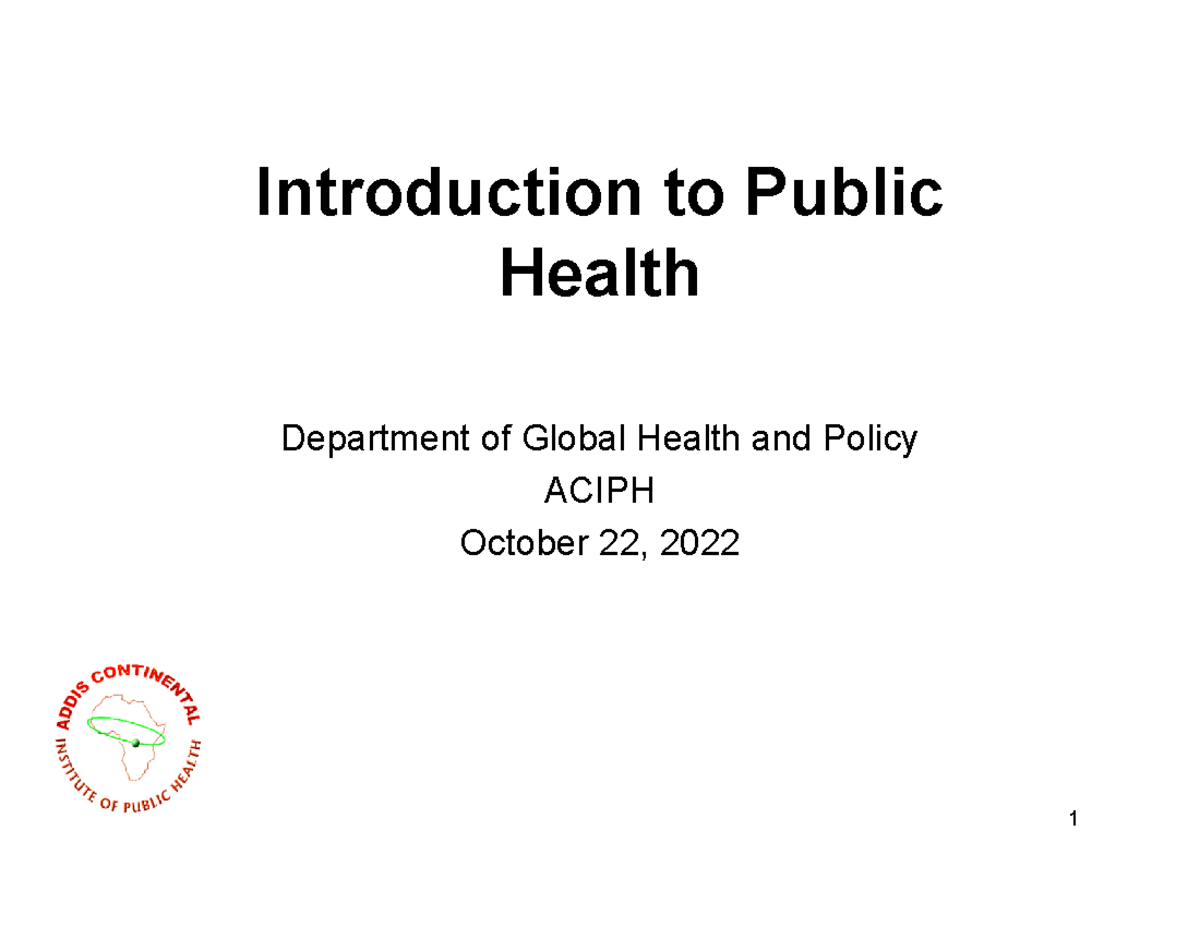 Introduction to Public Health Overview - ACIPH Course Notes - Studocu