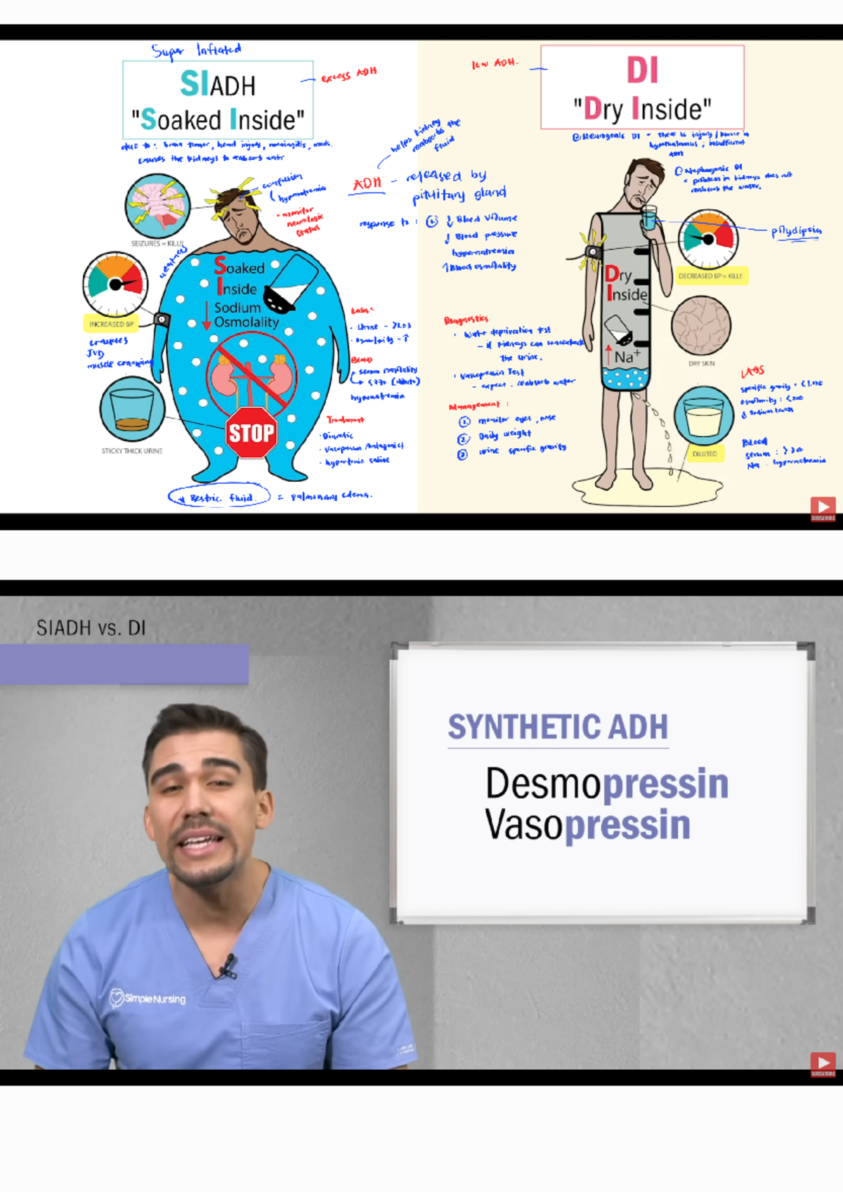 DI vs Siadh 250126 144124 - Super Inflated low ADH. SIADH excess ADH DI ...